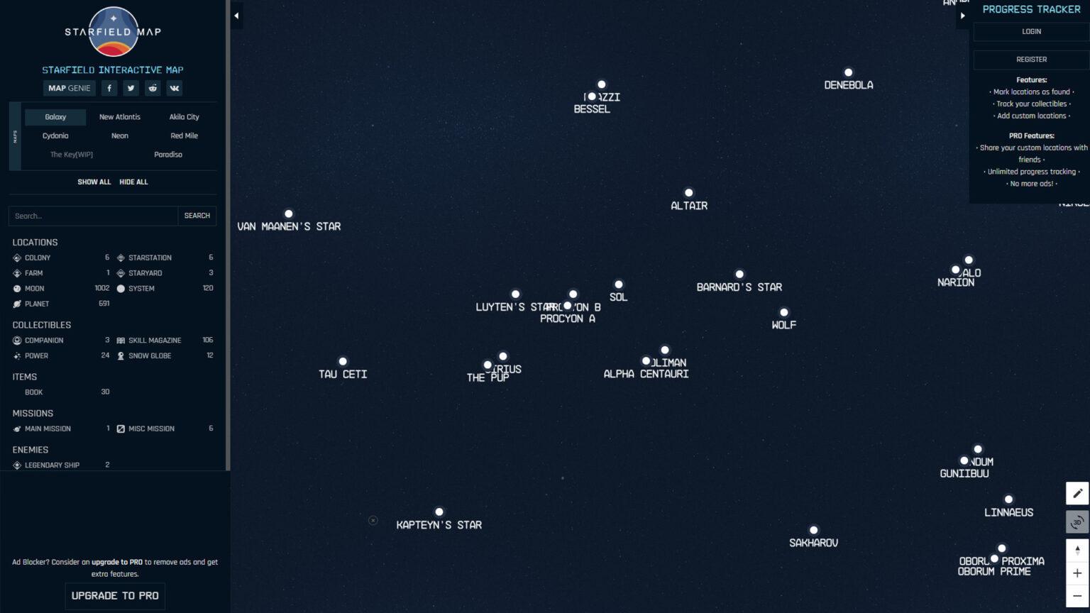 Starfield: Interaktive Map für das Universum
