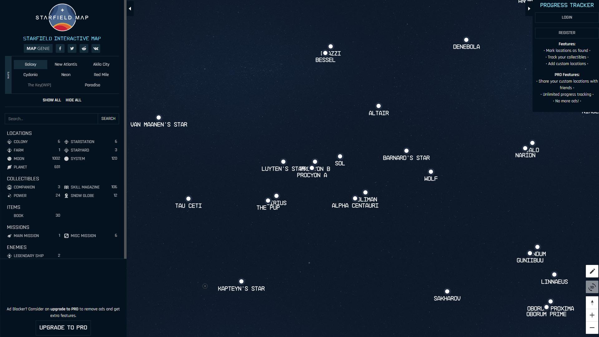Starfield: Interaktive Map für das Universum